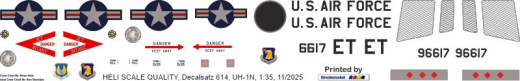 UH-1N - US Air Force 413. Test-Squadron - 96617 - Decal 614 - 1:35