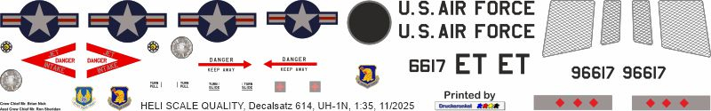 UH-1N - US Air Force 413. Test-Squadron - 96617 - Decal 614 - 1:35